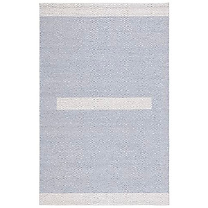 SAFAVIEH Natura Collection Accent Rug - 3' x 5', Light Blue & Ivory, Handmade Flat Weave Modern Stripe Wool, Ideal for High Traffic Areas in Entryway, Living Room, Bedroom (NAT324L)