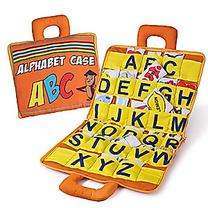 Childrens Alphabet Flash Cards | Baby Flash Cards | Flashcards for Babies | ABC Carry Bag Set Includes (26) Soft ABC Objects & Soft Carry Case with Corresponding Pockets