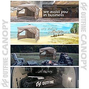 OUTFINE Patio Canopy 10'x10' Pop Up Commercial Instant Gazebo Tent, Outdoor Party Canopies with 4 Removable Sidewalls, Stakes x8, Ropes x4 (Khaki, 10 * 10FT)