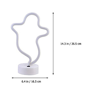 OSALADI 2pcs Halloween Neon Signs Light Ghost Bat Festival Decorative Bedside Lamp LED Table Neon Light for Bedroom Nursery Without Battery (White)