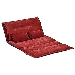 HEPMIMZHU Adjustable Floor Sofa, Foldable Lazy Sofa Sleeper Bed 5-Position Adjustable, Cloth Cover, Floor Sofa Couch with 2 Pillows for Bedroom, Living Room, Balcony (Red)