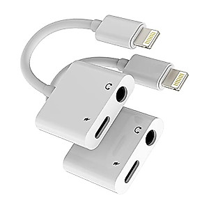 Headphone Adapter(2pack)Compatible with Lightning to 3.5mm AUX Audio Jack and Charger Dongle Earphone Splitter Compatible for iPhone 11 12 pro xs xr x 8 for Ipad Converter charging connector for Apple