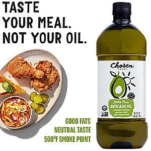 Chosen Foods 100% Pure Avocado Oil, Keto and Paleo Diet Friendly, Kosher Oil for Baking, High Heat Cooking Oil, Frying, Homemade Sauces, Dressings and Marinades (1.75 liters)