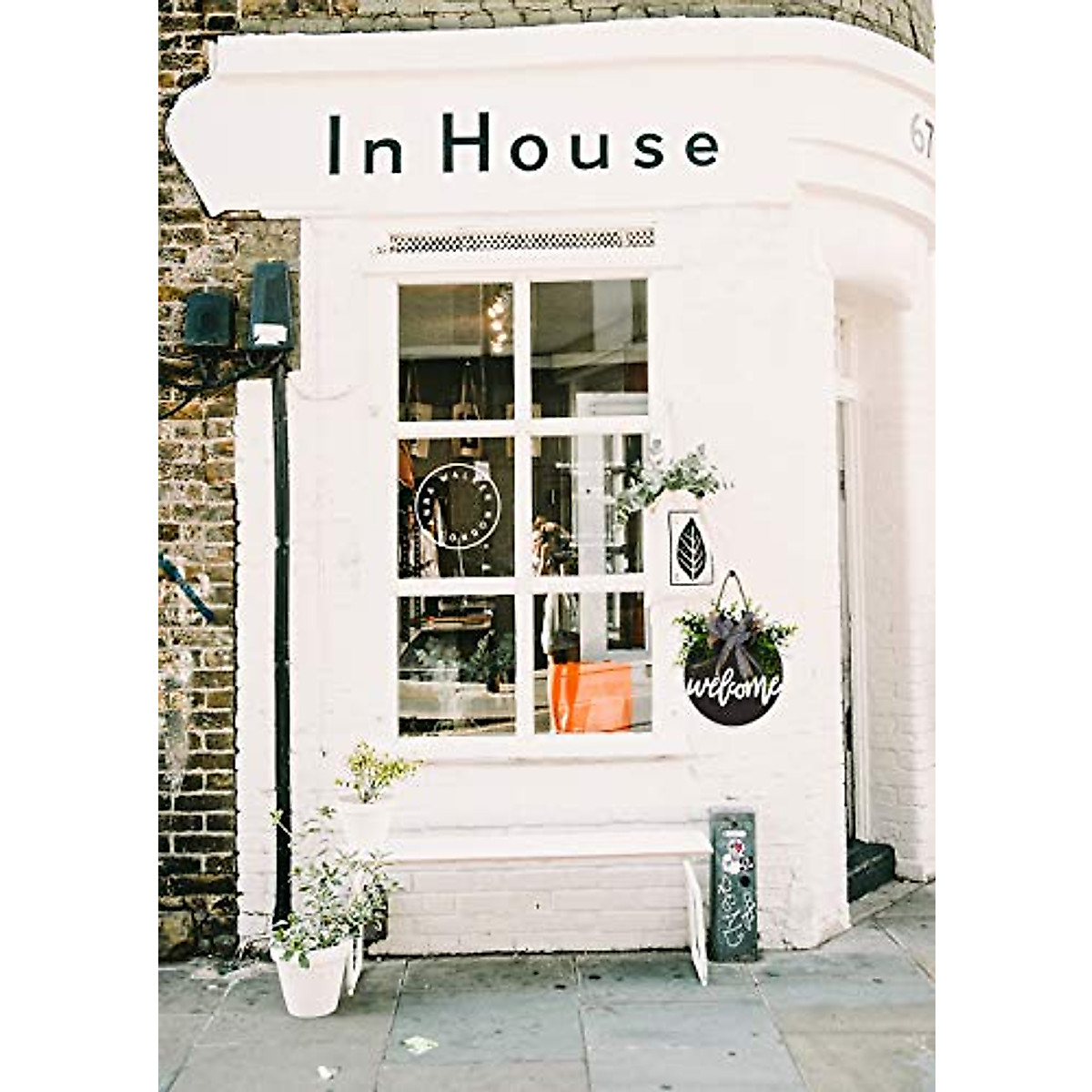 POETIC WREATH Welcome Sign Welcome Front Door Round Wood Sign Hanging Welcome Sign for Farmhouse porch Spring Welcome Sign Front Door Decoration （Blackboard welcome）