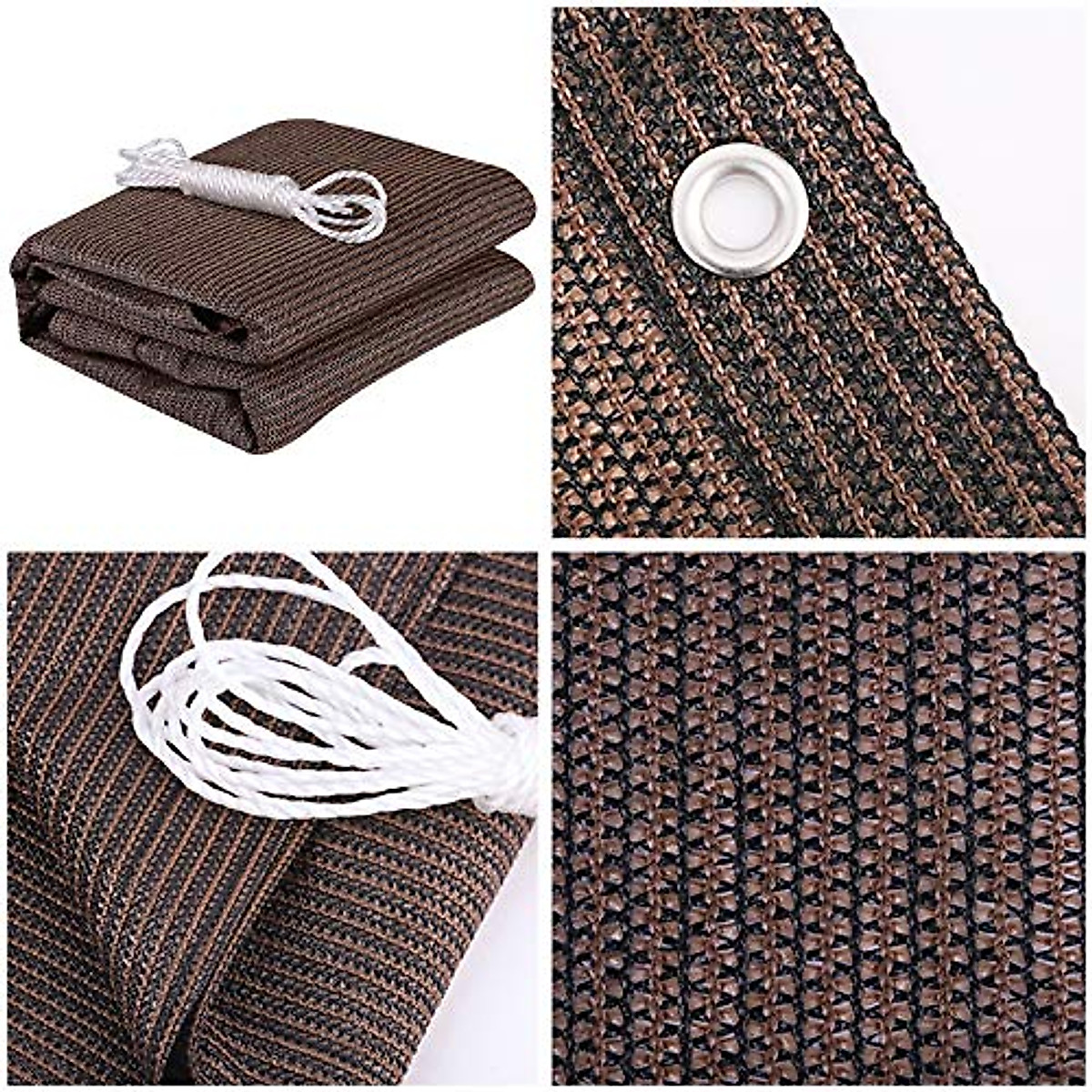 SLDHFE Privacy Screen Netting for Fence, 3ft x 16ft Winds Cover Fabric Shade Tarp Netting Mesh Cloth, Balcony Railing Shade Deck Tarp, Shade Cover with Grommets Duty Perfect for Terrace,Coffee