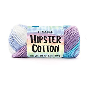 Premier Yarns Hipster Cotton Yarn - 3.5 Oz - #3 DK Light Weight - 3 Pack Bundle with Bella's Crafts Stitch Markers (Blue Raspberry)