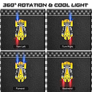 HScopter 2.4Ghz Wall Climbing Remote Control Car,RC Cars 360° Rotating Stunt Car with LED Lights Rechargeable Battery Gift Kids Toys for Boys Girls Birthday Chirstams Party Xmas