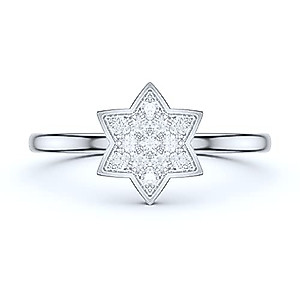 PRSTANI Real 10K White Gold Five-Pointed Star Top Full of Simulated Diamonds Engagement Ring Promise Ring (6)