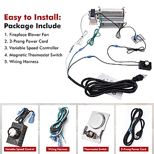 GFK21 Blower Fan Kit, FK21 GFK21A GFK21B Fireplace Blower Fan Replacement for Heatilator, GNDC30, NDV3630I, ND3630, ND3630I, ND3630L, NDV3630IL, GA3450TA, Rotom HB-RB66, R7-RB66, NOVUS, Security UZY3.