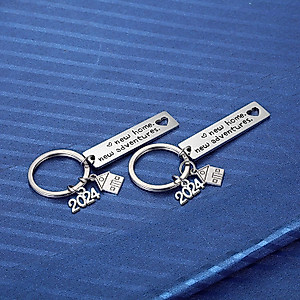 2PCs New Home Keychain 2024 Housewarming Gift for New Homeowner House Keyring Moving in Key Chain New Home Owners Jewelry from Real Estate Agent