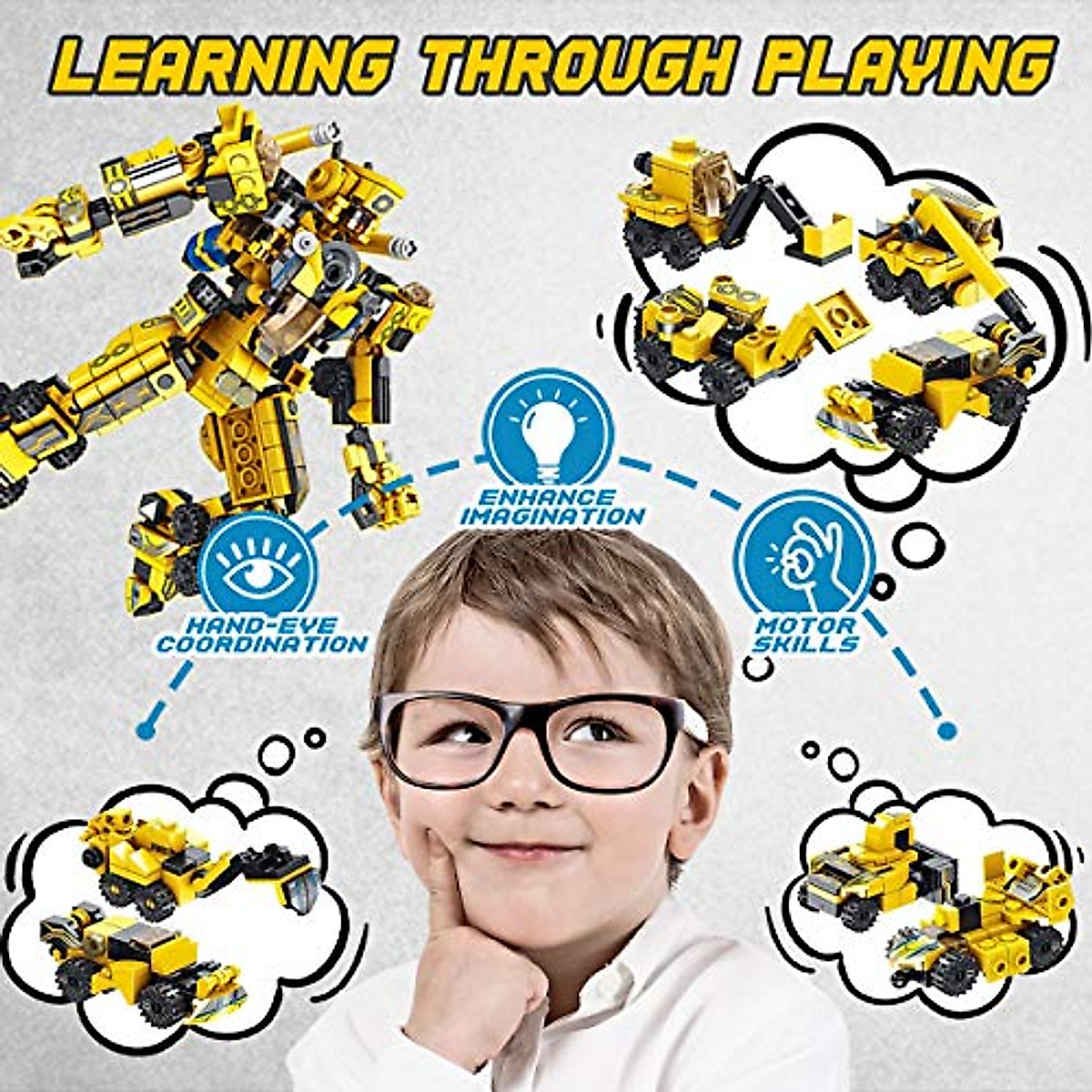 Innorock Robot STEM Building Toys - Educational Robots Trucks Projects Activities Blocks Cool Toy Game for 6 7 8 9 10 11 12 Year Old Boys Girls Gift Set STEAM Learning Education Puzzles Blocks