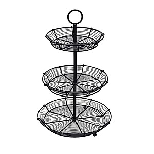 Gourmet Basics by Mikasa Tulsa Adjustable Pastry Serving Stand, 3-Tier, Black
