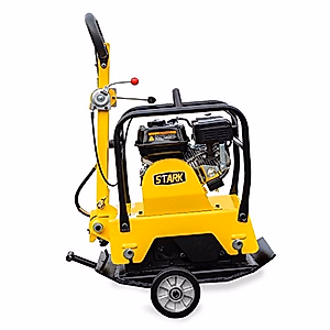 Stark USA 6.5hp Reversible Plate Compactor Gas-Powered 196cc 4950lbs Force 26 x 15 inch Plate Concrete Tamper Machine Paver