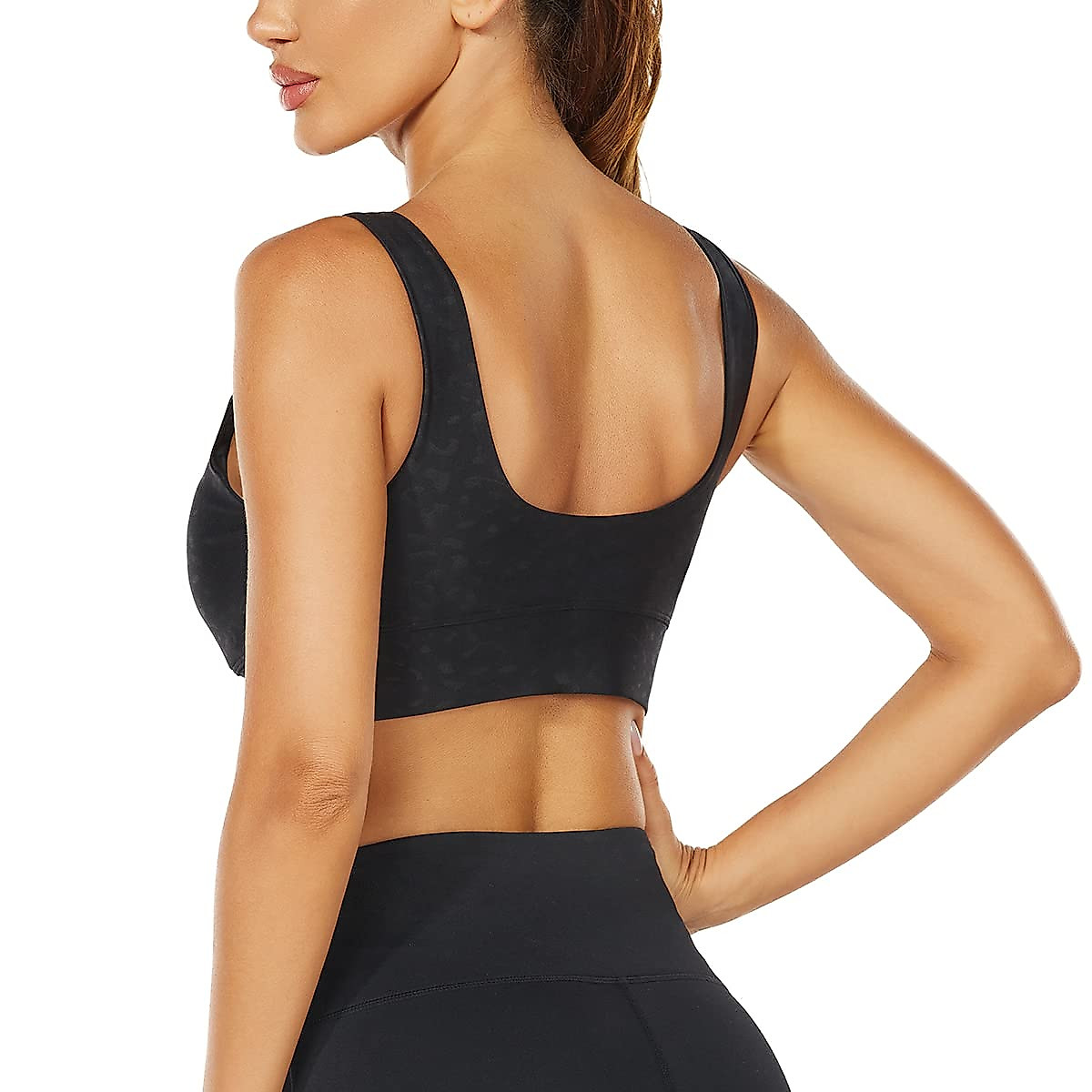 Women's Light Impact Sports Bra Sports Yoga Bra with Removable Cups Daily Wear Black XL