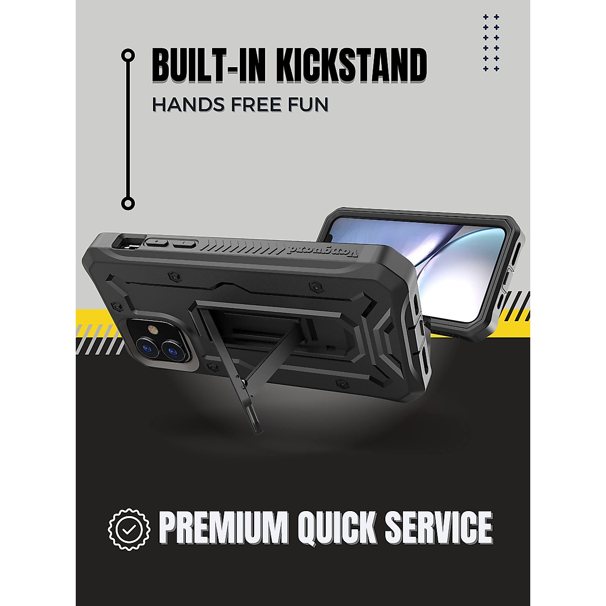 ArmadilloTek Vanguard Case Compatible with iPhone 11 (6.1 inches) Military Grade Full-Body Rugged with Kickstand and Built-in Screen Protector (Black)