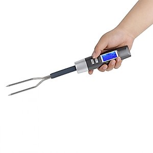 Digital Meat Thermometer Fork, Cooking Instant Read Temperature Fork with LCD Display Sound Alarm Grilled Food Probe Gadgets Wireless for Outside Candy Oven BBQ Grill Liquids Beef Steak Pork Chicken