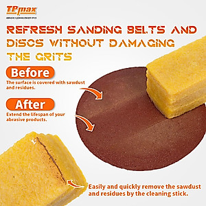 12" x 2" x 2" Inch Abrasive Cleaning Eraser Stick for Cleaning Abrasive Sanding Belts & Sanding Discs Sandpaper Rough Tape, Skateboard and Shoes Natural Rubber Build