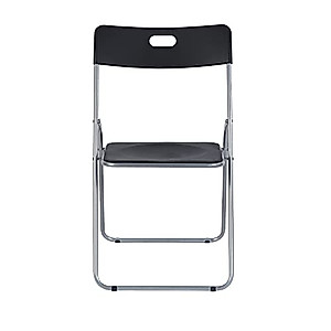 FurnitureR Set of 6 15.7''Lightweight Foldable Portable Commercial Plastic Seat/Carrying Handle for Home Office Living Meeting Reception Room Folding Chairs, Black