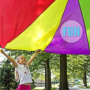 Play Platoon Rainbow Parachute Toy for Kids, Kid Parachute with Handle, 10 ft Play Parachute Game for Kids with 10 Handles, Parachute for Kids, PE Equipment for Elementary School Gym Class, Backyard