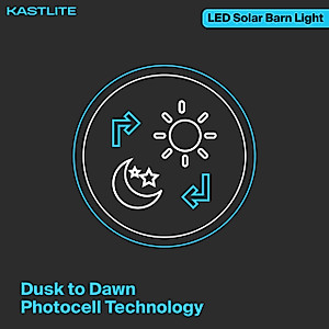 KastLite 45W Solar Barn Light - 150W Eq. 4000LM LED Dusk to Dawn Motion Sensor Outdoor Security Light Fixture - 5-Mode Remote Control Waterproof Yard Garage Patio Shed Exterior Wall Lighting, Black