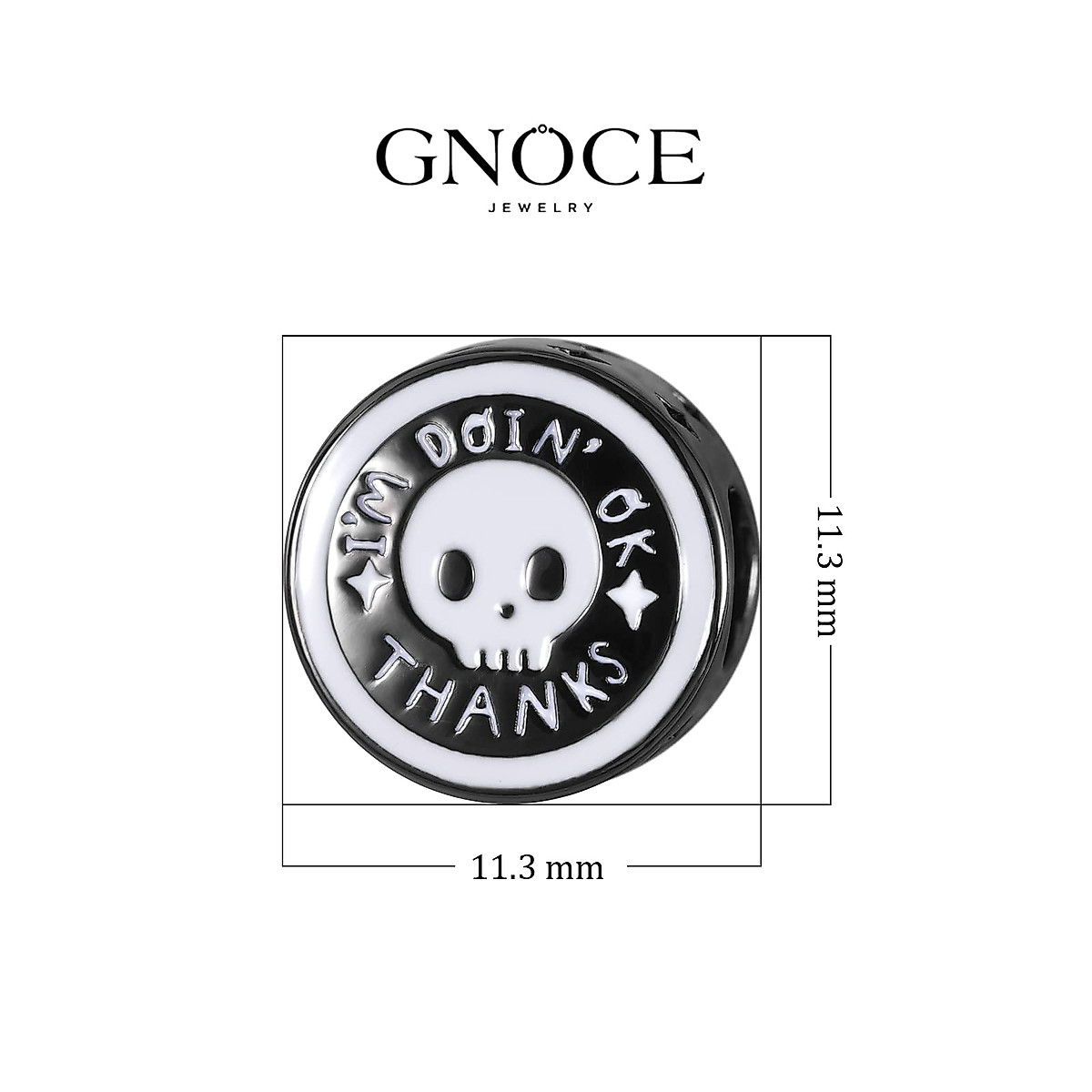 GNOCE Skull Charm Bead Sterling Silver Sad Ghost Club-Skelly Charms Fit Bracelet/Necklace Gift For Women Wife