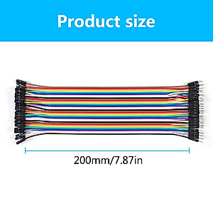 120Pcs Breadboard Jumper Wire Multicolored Wire Ribbon Cables Kit 20CM 40 Pin Male to Female Multicolored Ribbon Cables