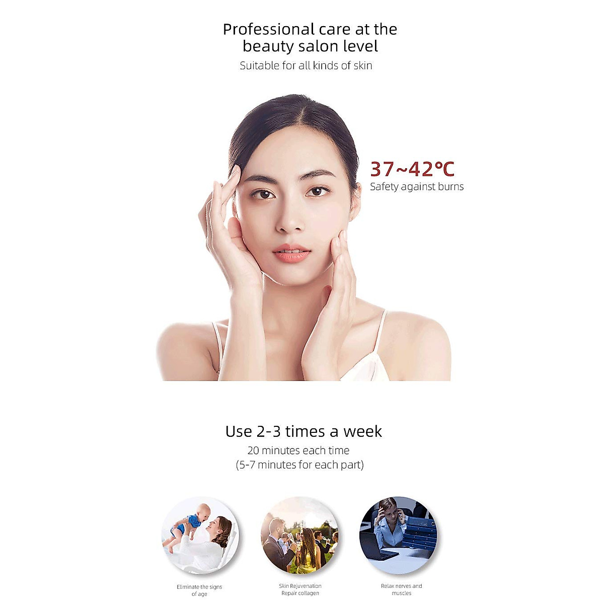 SkinAngel Red Light Therapy for Face & Neck - FDA Cleared - Infrared Skin Tightening Machine – Wand for Wrinkle Removal, Anti Aging Devices, Skin Rejuvenation - Golden