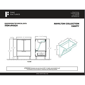 Fine Fixtures Hamilton Bathroom Vanity and Sink, 24 Inch Walnut - ADA Compliant