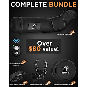 CREATIVE XP Spotting Scopes - 20x60 80mm HD Spotter Scope for Hunting, Target Shooting, Bird Watching, Astronomy - IP67 Waterproof Spotting Scope w/Photo Clicker, Tripod & Phone Adapter, Green