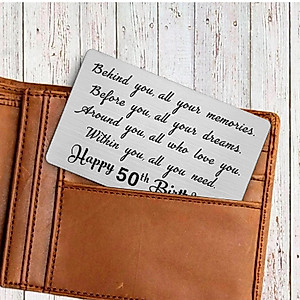 CPLJW 50th Year Old Happy Birthday Wallet Card Gifts, 50th Birthday Decorations for Women Men Engraved Funny Thoughtful Presents