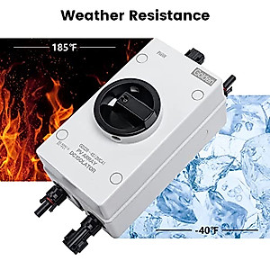 Solar Combiner Box 32A 1000V PV DC Isolator Switch with Solar Connector for Solar Power System RV, Boats, and Off/On-Grid Solar System, IP66 Waterproof