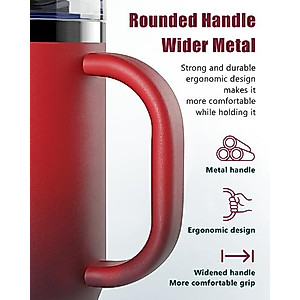 Gpeng 40 oz Tumbler with Handle, Water Bottles with Straw Lid and Anti-Slip Sleeve, Insulated Stainless Steel Travel Mug Cup Holder Friendly, Keep Drinks Cold or Hot for Hours