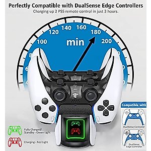 PS5 Controller Charger Compatible with PS5 DualSense Edge Controller, PS5 Charger with 4 USB-C Dongles, PS5 Accessories Charging Dock for PS 5 Controller, PS5 Controller Charging Station