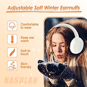NASULAR Kids Winter Earmuffs Baby Warm Ear Muff Girls Cute Furry Ear Warmers Boys Foldable Ear Covers for Cold Weather (A-white)