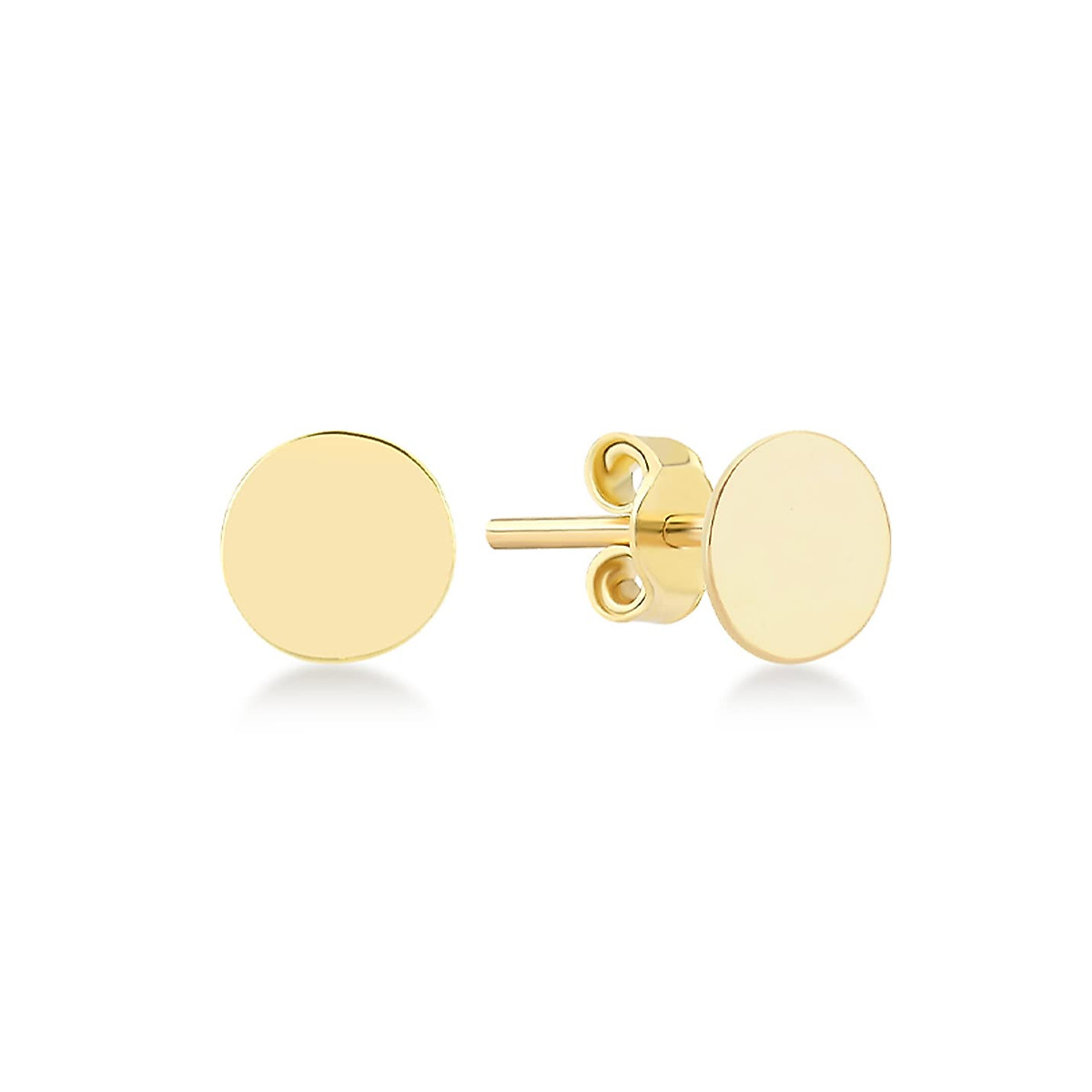 14k Yellow Gold Round Disc Stud Earrings | 14k Solid Gold Simple Round Stud Earrings for Women | Delicate Gold Earrings for Women | Women's 14k Gold Jewelry | Gift for Birthday
