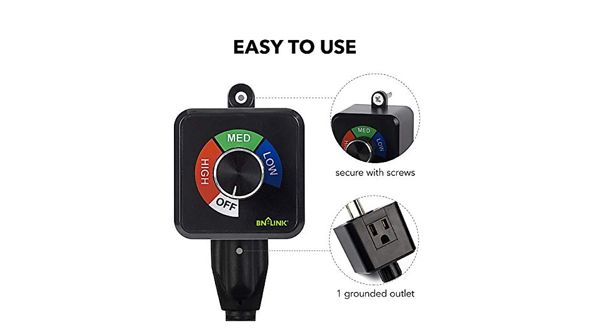 BN-LINK Exhaust Fan Speed Controller - 3 Speed Control