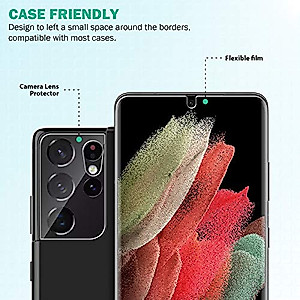 [2+2 Pack] EGV Compatible for Samsung Galaxy S21 Ultra 5G 6.8-inch, Flexible TPU Screen Protector and Tempered Glass Camera Lens Protector [Support Fingerprint Reader] [Easy Installation] Model No.ZZU