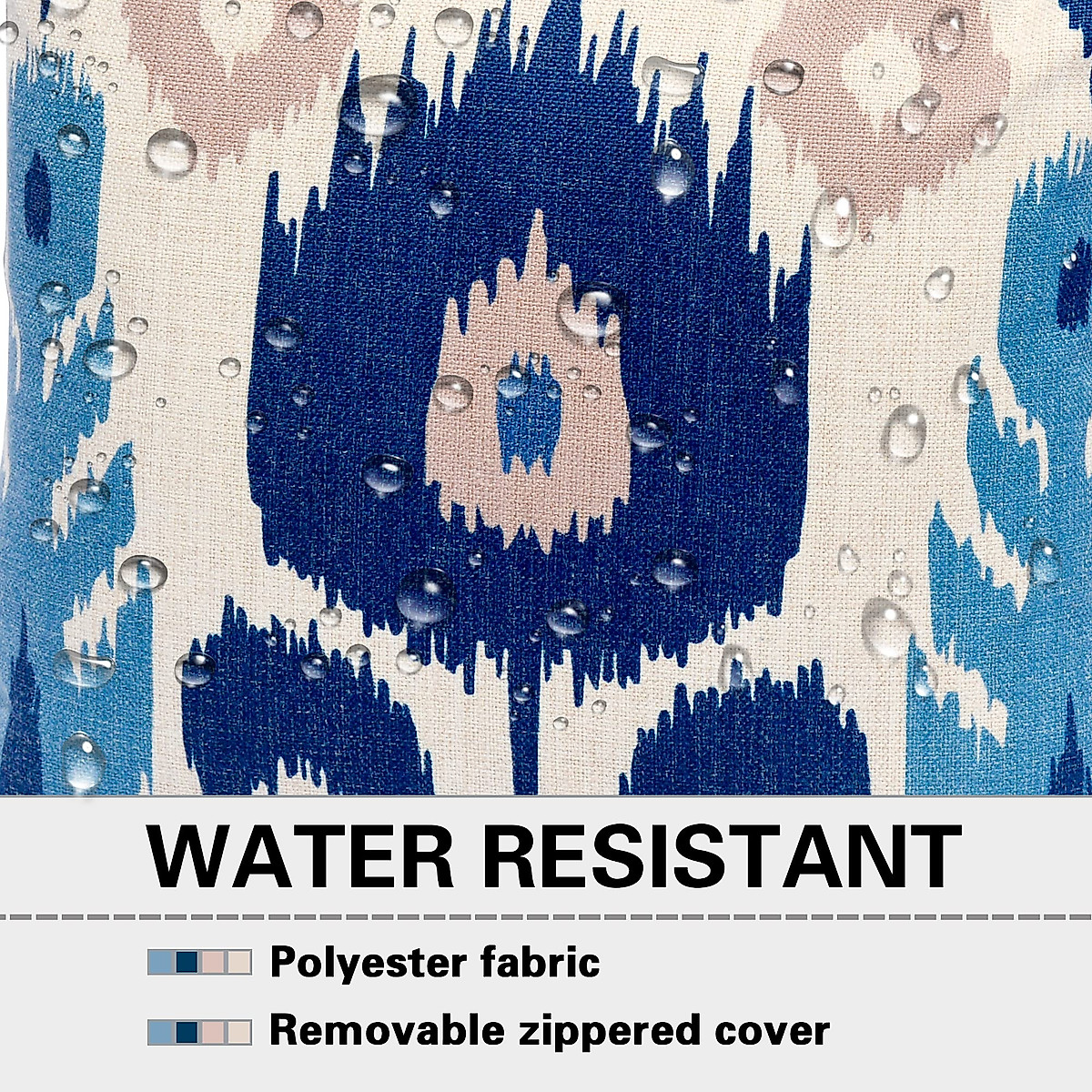 HOOOWOOO Outdoor Patio Throw Pillows Set of 2 with Inserts,Small Firm toss Decorative Pillow Weather Resistant for Indoor Outdoor Chair, Sofa Furniture,17x17,14x14x5,Blue Flower