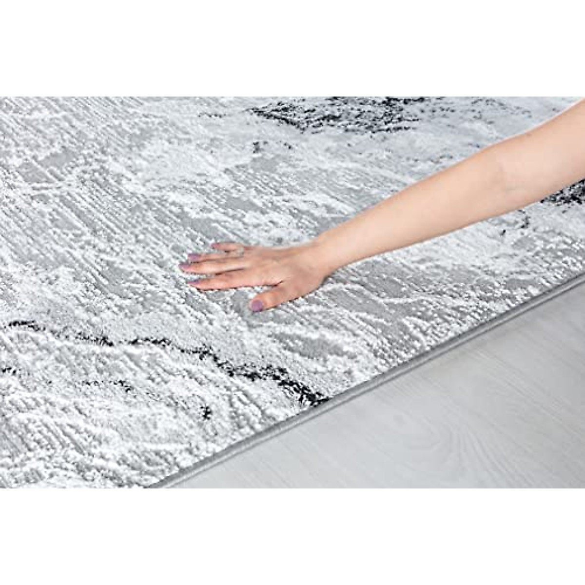 GLORY RUGS Modern Abstract Area Rug 8x10 Grey Black Large Rugs for Home Office Bedroom and Living Room