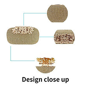 shiiriin | Women's Rhinestones Bling Crystal Clutch Purse Hand Bag | Bridal Wedding Daytime Evening Party (Gold)