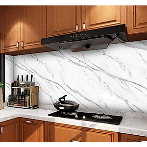 EBuyers 11.8"x196" Wide Marble Paper Kitchen countertop Cabinet Furniture PVC Easy to Remove Without Leaving Mark Marble Wallpaper, Shelf Liner(11.8"x196", Jazz Stripe)