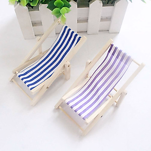 STOBOK 1:12 Mini Wooden Beach Chair, Miniature Beach Chair Longue Deck Chair Mini Beach Chairs Mini House Furniture Miniature Adornments for Craft Dollhouse Accessories