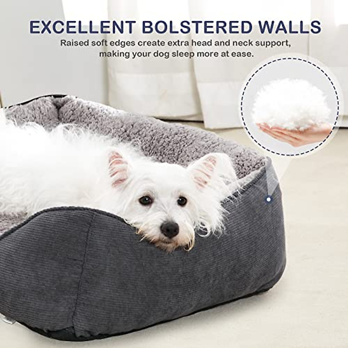 Siooko Small Dog Beds for Small Dogs Machine Washable Rectangle Puppy Bed with Anti-Slip Bottom, Soft Sleeping Pet Bed Durable (20'', Grey)