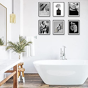 HoozGee Fashion Wall Art Prints Bathroom Wall Decor Silver Grey Glam Tissue Canvas Posters Pictures Photos Bathroom Artwork Wall Black and White Modern Women Funny Bathroom (8"x10" UNFRAMED)