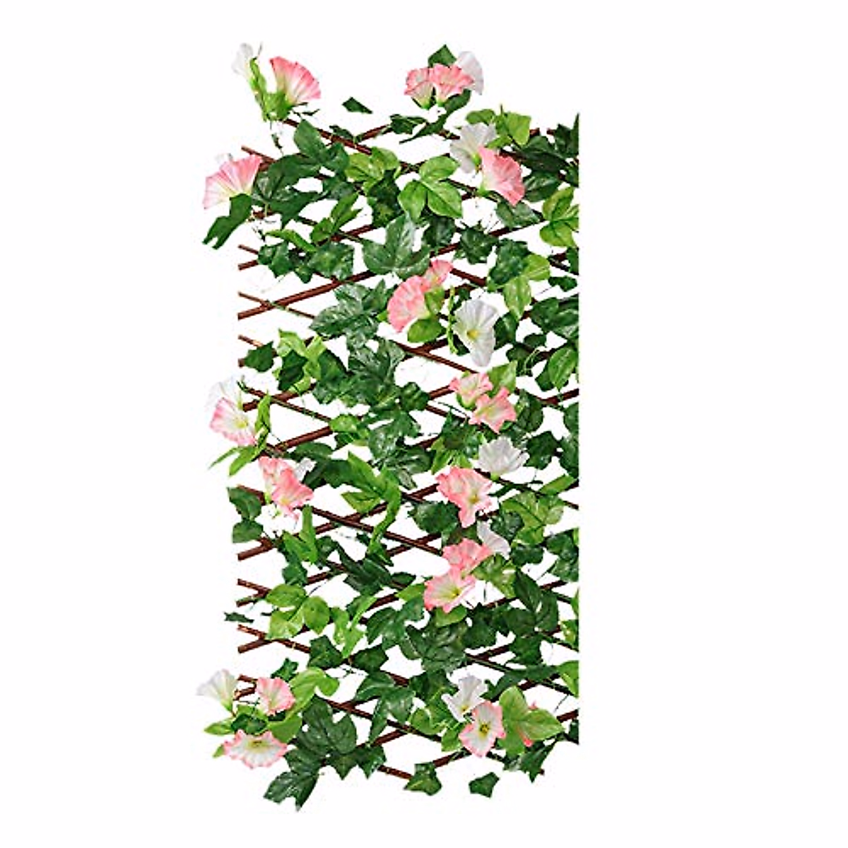 Retractable Artificial Wooden Fence with Flowers Privacy Fence