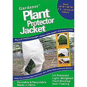Gardaner Plant Covers Freeze Protection & Plant Frost Blanket - 2.5 oz/yd² 85 X 75 inch for Winter Cold Weather, Reusable Shrub Jacket Covers with Zipper & Drawstring