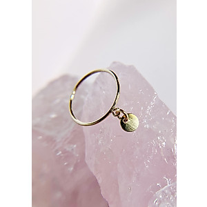 Gold Disc Charm Ring, Anxiety Fidget Ring, Spinner Fidget Ring, Smooth Textured Thin 14K Gold-Filled Band, Dainty Stackable Ring, Jewelry Inspirations