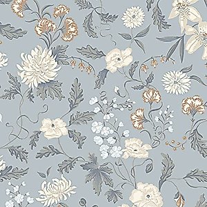 HeloHo 15.35" X 196.8" Vintage Floral Wallpaper for Bedroom Peel and Stick Self Adhesive Removable Wallpaper Waterproof Contact Paper for Living Room Bedroom Decor