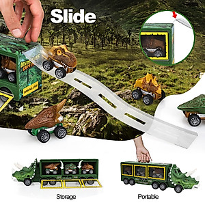 TOY Life Dinosaur Toys for Kids 3-5 5-7, 21 Pack Dinosaur Truck with 6 Pull Back Dinosaur Cars and Dinosaur Figure, Toddler Toys for Boys and Girls, Dinosaur Transport Carrier Truck for Kids