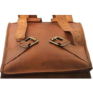 Gbag (T) Leather Vintage Roll On Laptop Backpack Rucksack Travel Bag Best Rucksack for Work Brown Leather Roll Top Backpack Laptop Bag for Men and Women